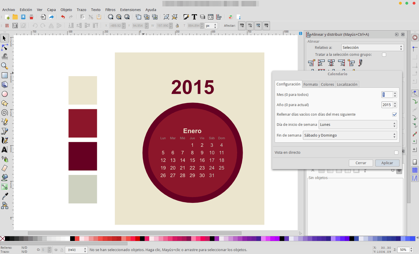 Hacer Un Calendario En Inkscape