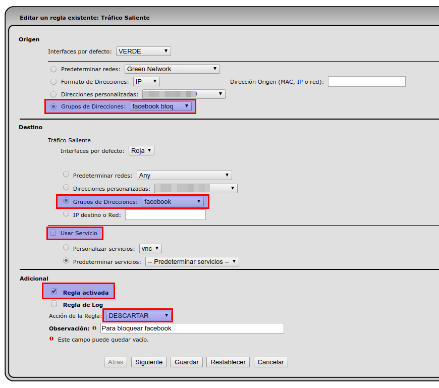Bloquear Facebook con las reglas del firewall de IPCop
